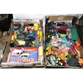 Two boxes of vintage loose diecast cars, vehicles etc.