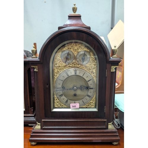 A 19th century Georgian style mahogany cased clock with side columns ...