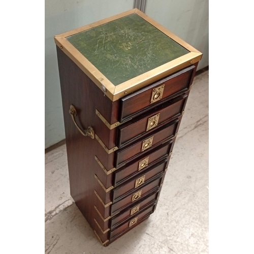 Small Campaign wellington chest with brass carry handles.