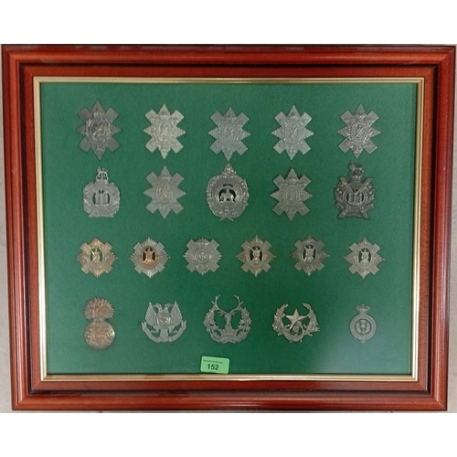Military badges - a collection of 21 handsomely framed badges including ...