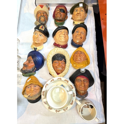 A selection of Bossons hand painted faces, some Bunnykins ceramics and ...