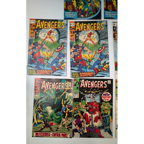 Marvel Comics: The Avengers #45, 54, 58, 68, 70, 71, 72 x 2, 73 x 3