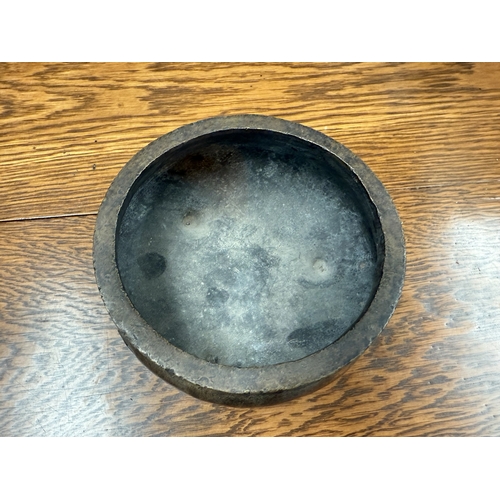 A Chinese bronze three footed censor with seal mark to the base ...