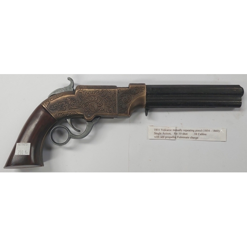 Display model of a 1851 Volcanic manually repeating pistol (1854-1860)