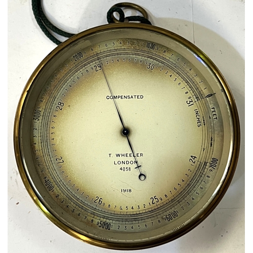 A WWI BALLOONISTS aneroid barometer/altimeter by T.WHEELER, London, 10 ...