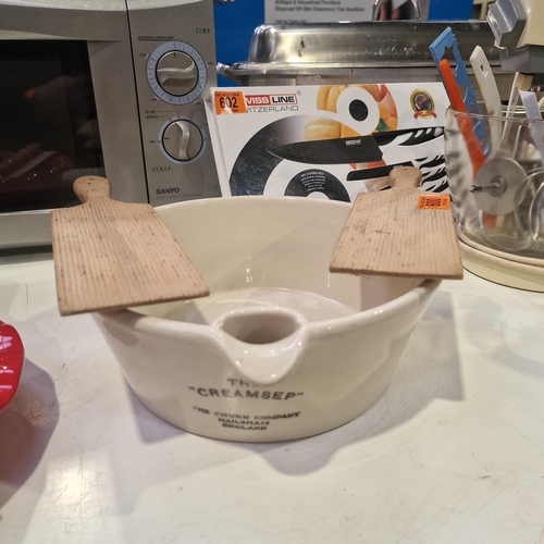 Pair Of Butter Pats & The Cream Sep Crockery Bowl