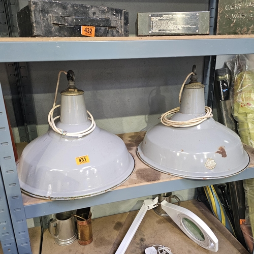 Pair Of Enamel Light Shades