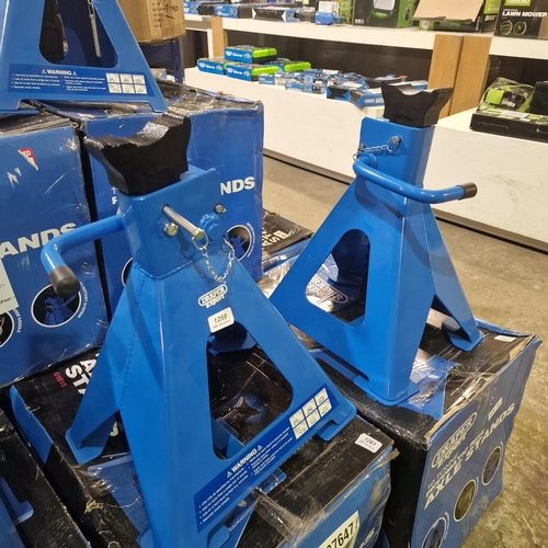 A New Pair Of Draper Expert 10 Ton Pneumatic Rise Axle Stands