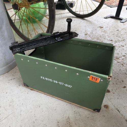 Green military Storage Box & Old Bar Lock