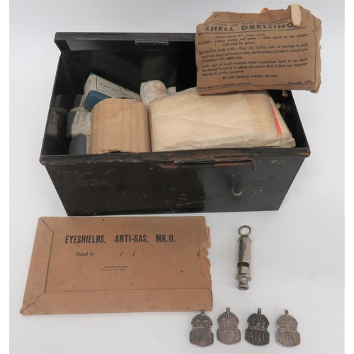 WW2 ARP Items consisting chrome plated, tubular ARP whistle ... 4 x ...