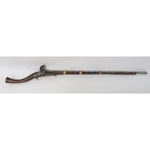 19th Century Indian Flintlock Jezail Musket 41 1/2 inch, 25 bore barrel ...