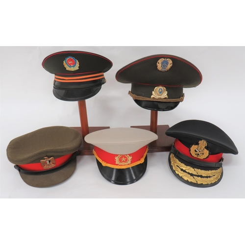 Five Various Foreign Military Caps including Indian General's example ...