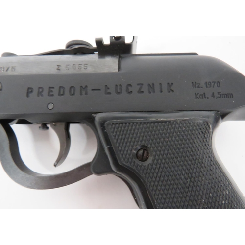 Predom Lucznik Air Pistol 9 1/2 inch, 4.5 mm, blackened, hinged barrel ...