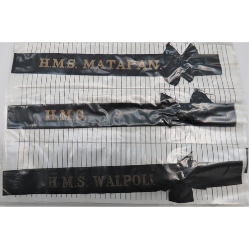 Royal Navy Cap Tallies all complete with end bow. Including HMS Apollo ...