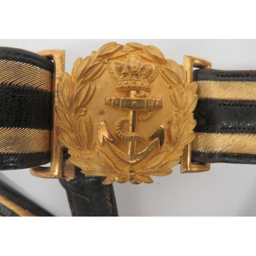Victorian Royal Navy Full Dress Belt black leather belt with gilt wire ...