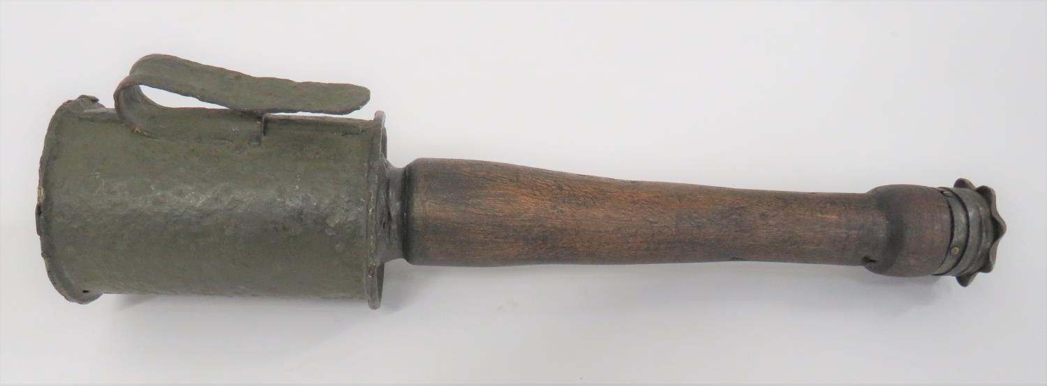 WW1 Period Inert German Stick Grenade green painted, tin canister top ...