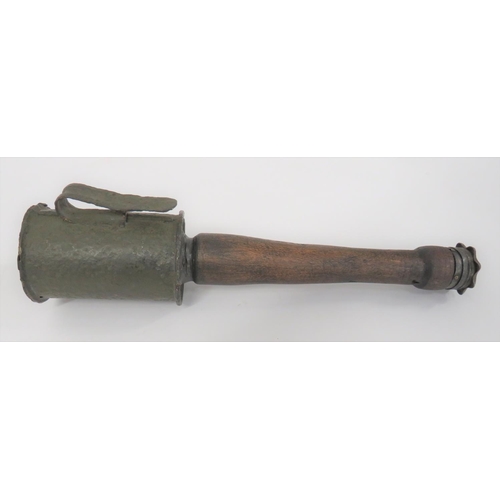 WW1 Period Inert German Stick Grenade green painted, tin canister top ...