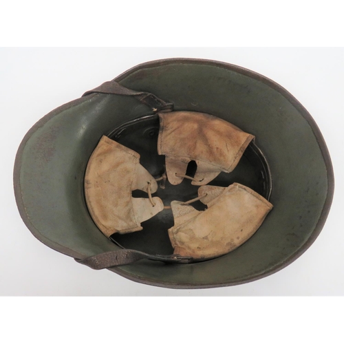 Imperial German M1918 Steel Helmet grey green painted crown of typical ...