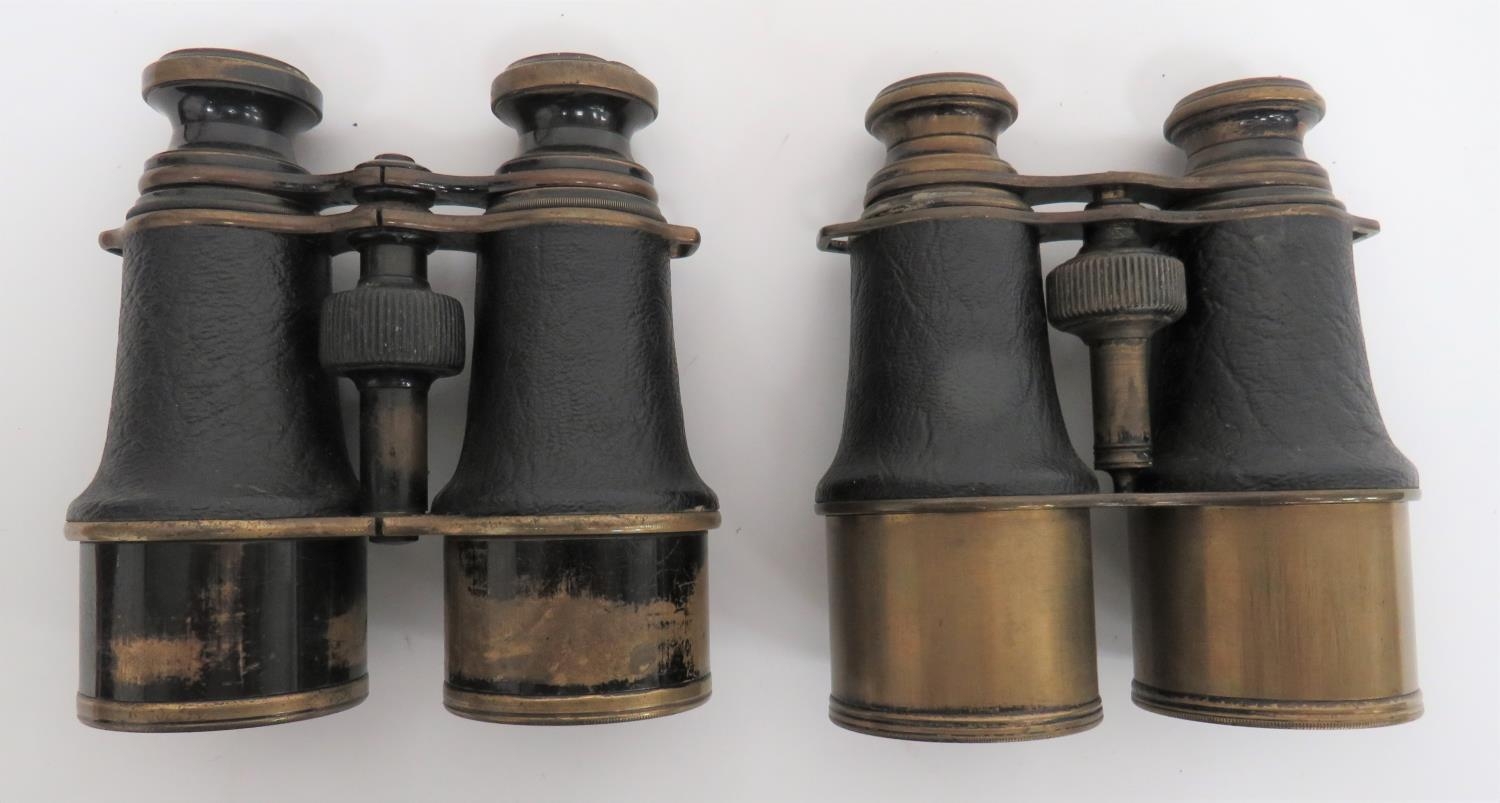 Two Pairs Of WW1 Binoculars consisting MKV examples. Brass, lower lens ...