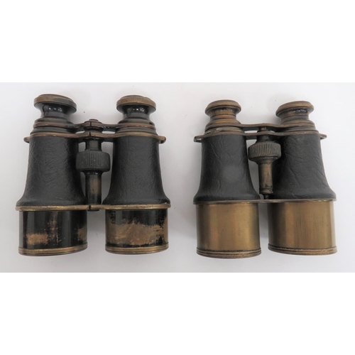 Two Pairs Of WW1 Binoculars consisting MKV examples. Brass, lower lens ...