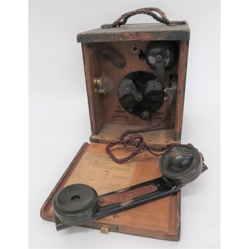 Rare 1917 Dated British Issue Trench Telephone green painted, wooden ...