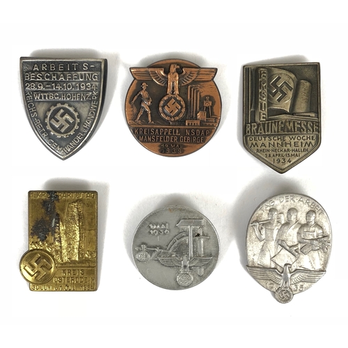 German Third Reich 6 various day badges / tinnies. Good selection, all ...
