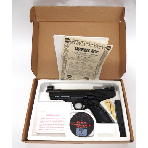 Webley Hurricane Air Pistol .177, 7 inch, blackened, hinged barrel with ...
