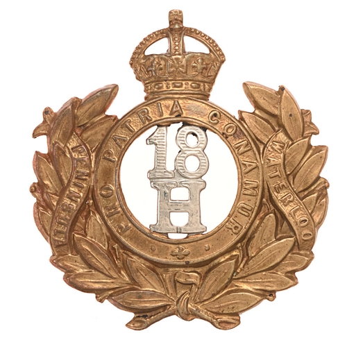 18th Hussars Edwardian cap badge c. 1902-03. Good rare die-stamped ...