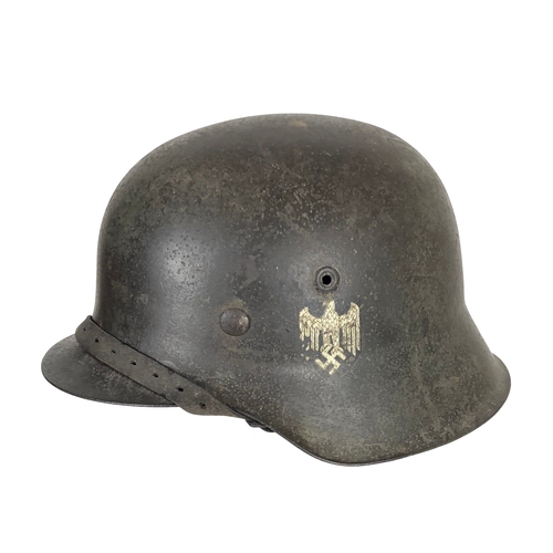 German Third Reich Army Single Decal Steel Helmet. A scarce raw edge ...