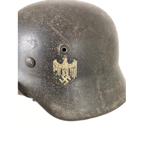 German Third Reich Army Single Decal Steel Helmet. A scarce raw edge ...