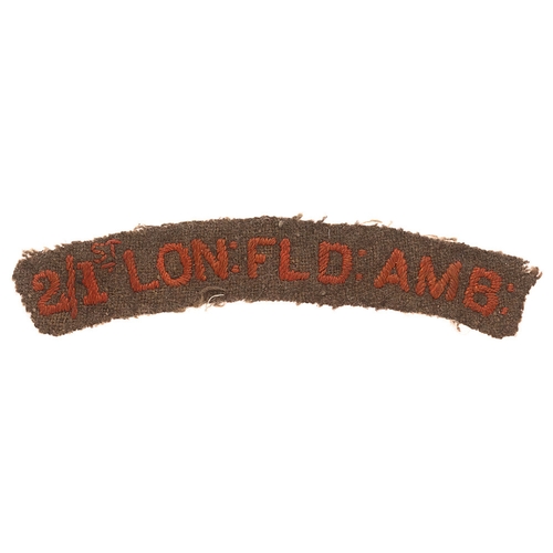 2/1st LON: FLD: AMB: WW1 Field Ambulance cloth shoulder title. Good ...