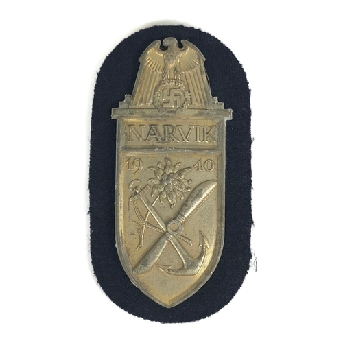 German Third Reich WW2 Kriegsmarine issue Narvik Arm Shield. A good ...