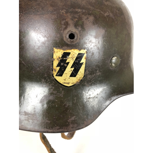 German Third Reich Waffen SS M35 single decal steel helmet. Good rare ...