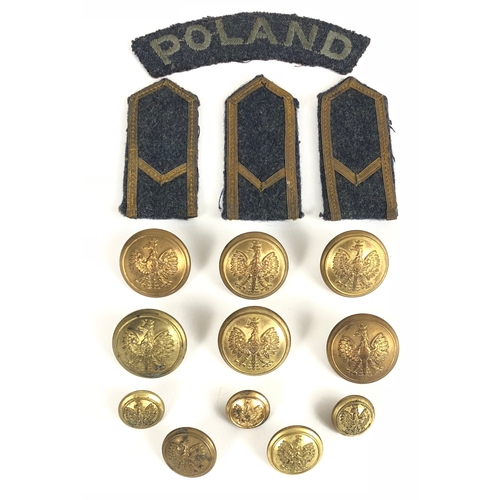 32 WW2 Polish Air Force Badges and Buttons. Comprising Poland ...