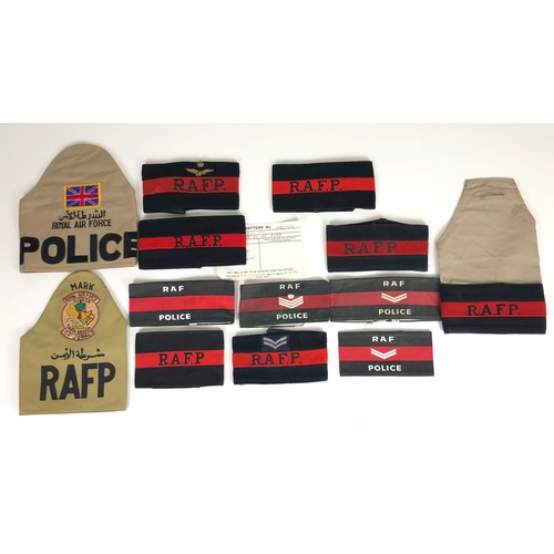 13 RAF Police Armbands. A selection including both printed and ...