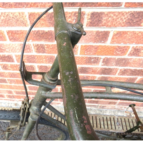 WW2 Airborne Forces "BSA" Folding Push Bike green painted frame with ...