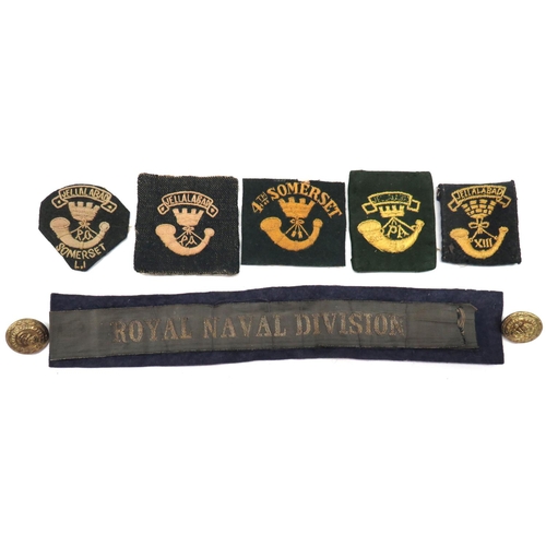Five Somerset Light Infantry Pagri Badges consisting embroidery 4th ...