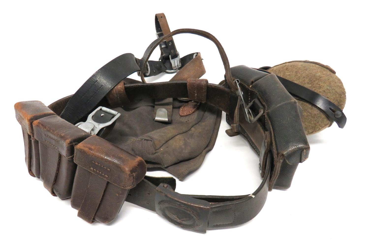 WW2 German Third Reich Luftwaffe Equipment Belt Set consisting black ...