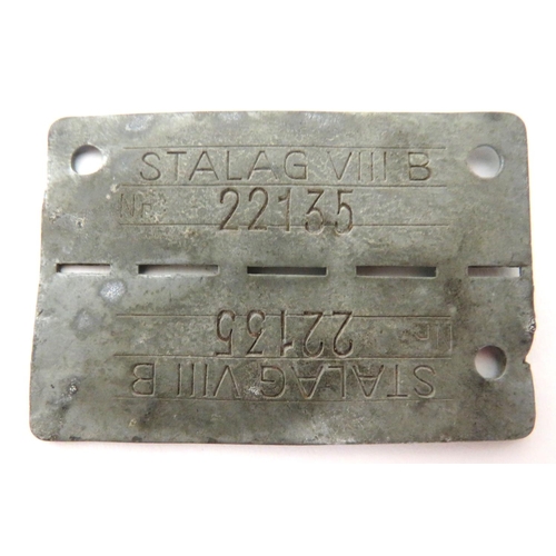 Three WW2 Prisoner Of War ID Dog Tags alloy rectangle with central ...