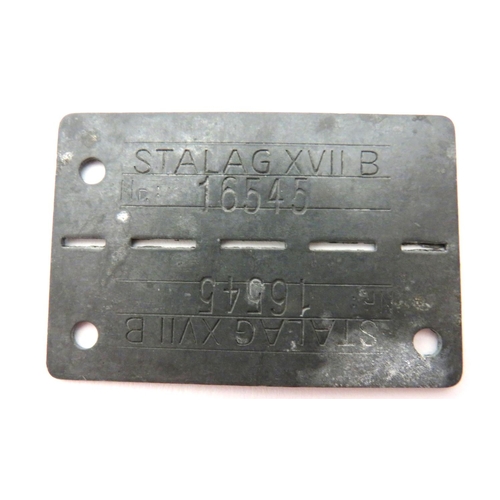 Three WW2 Prisoner Of War ID Dog Tags alloy rectangle with central ...
