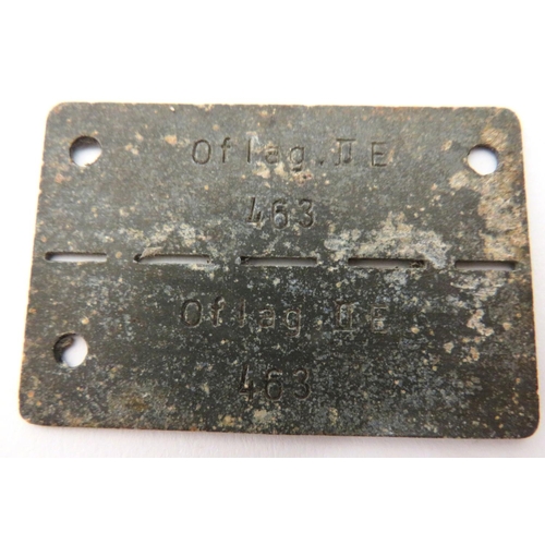 Three WW2 Prisoner Of War ID Dog Tags alloy rectangle with central ...