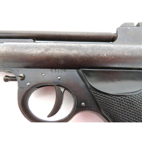 Webley Mark 1 Air Pistol .177, 6 1/2 inch barrel. Front blade sight ...