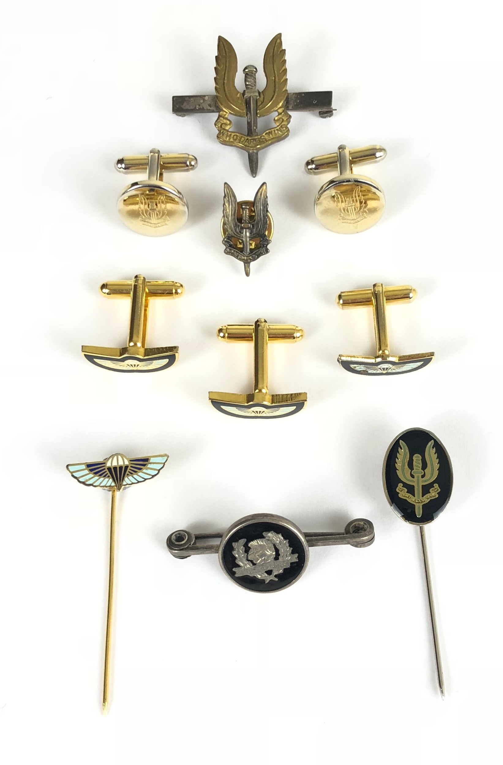 Special Air Service SAS Silver Regimental Tie Pin Cuff Links etc. SAS tie pin brooch / badge, made