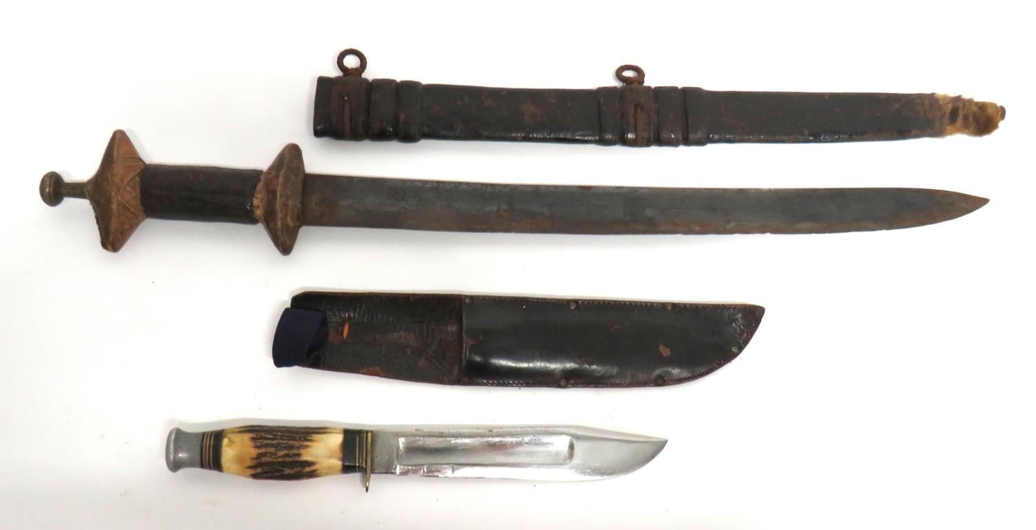 William Rodgers Bowie Knife 7 3/4 inch, single edged blade with wide ...