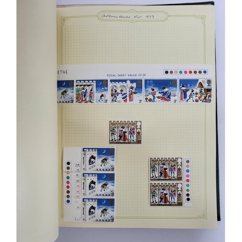 Green stamp album containing mainly QE11 various themed stamps