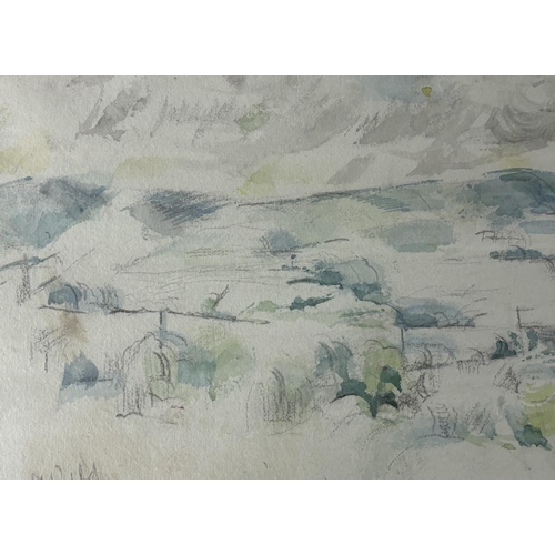 David Wild, watercolour of Pendle Hill, framed