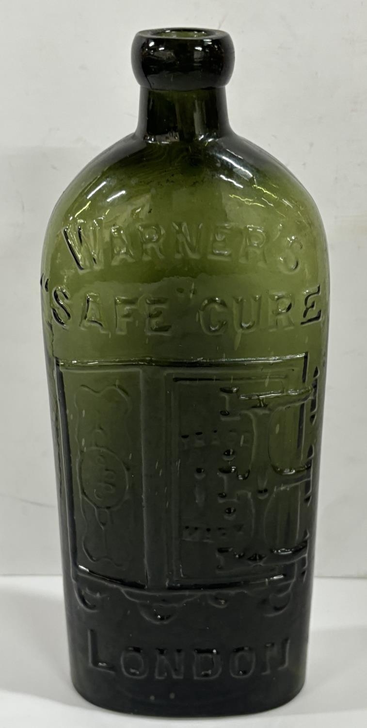 Warners Safe Cure London pint size bottle in Green