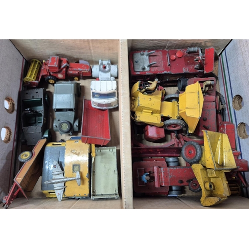 Quantity of played with, die cast Dinky cars and diggers together with ...