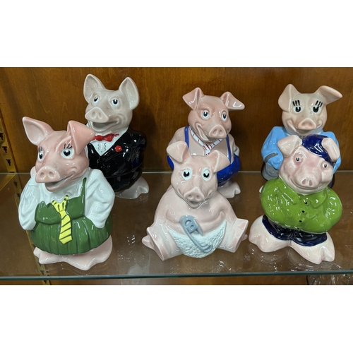 6 x Vintage Natwest Wade piggy banks including Cousin Wesley with ...