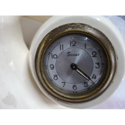 Art Deco era ceramic clock with a Scout clock working